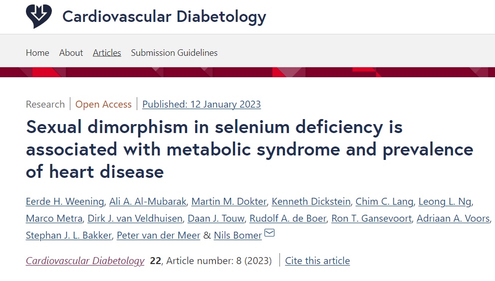 Publication: Sexual dimorphism in selenium deficiency is associated ...