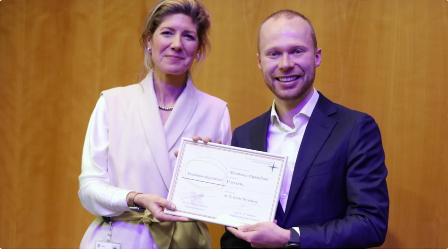 Niels Grote Beverborg won the Mandema-stipendium grant - UMCG Cardiology